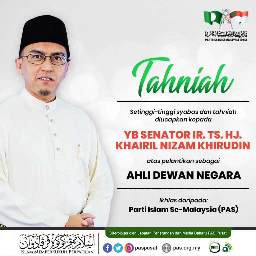 Sekalung Tahniah atas Pelantikan YB Senator Baharu - Berita Parti Islam Se Malaysia (PAS)
